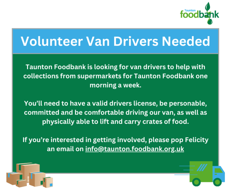 Volunteer Van Drivers Needed! | Taunton Foodbank