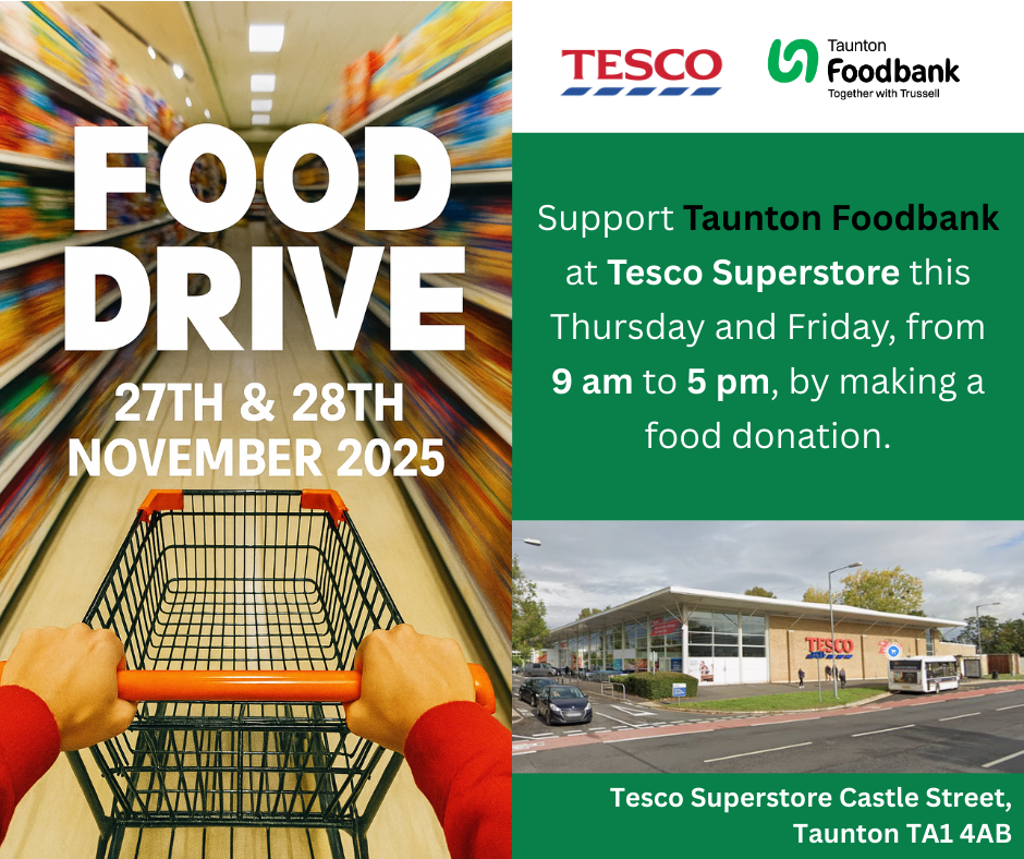 Tesco Food Drive | 27th-28th November 2025 | Taunton Foodbank